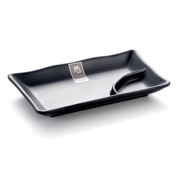 7.8 Inch Black Matte Rectangular Melamine Divided Plate A301MS – Jamie