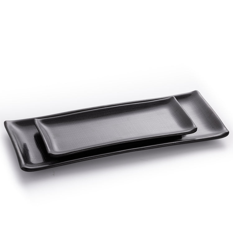 Matte Black Rectangular Melamine Sushi Plates With Chequer Pattern – Jamie