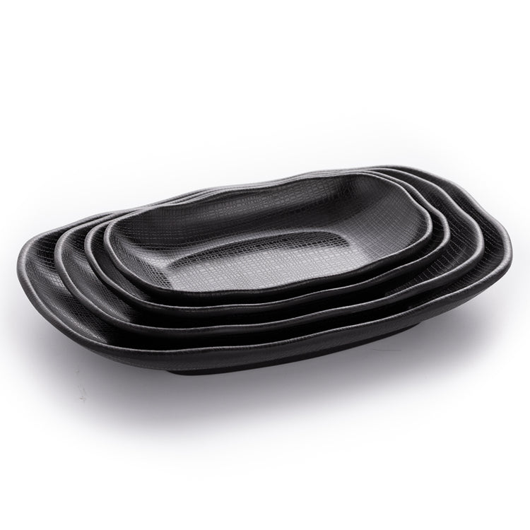 New Matte Black Melamine Restaurant Service Plates With Pattern – Jamie